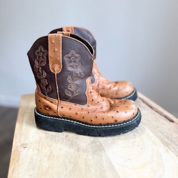 Roper | Shoes | Roper Brown Leather Square Toe Cowboy Boots Kids Girls ...